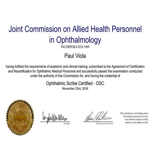 Ophthalmic scribe certificate of completion | PPT