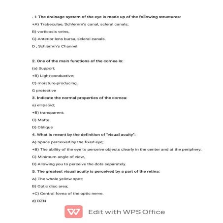 250+ High Frequency MCQs in Optometry and Ophthalmology | PPTX