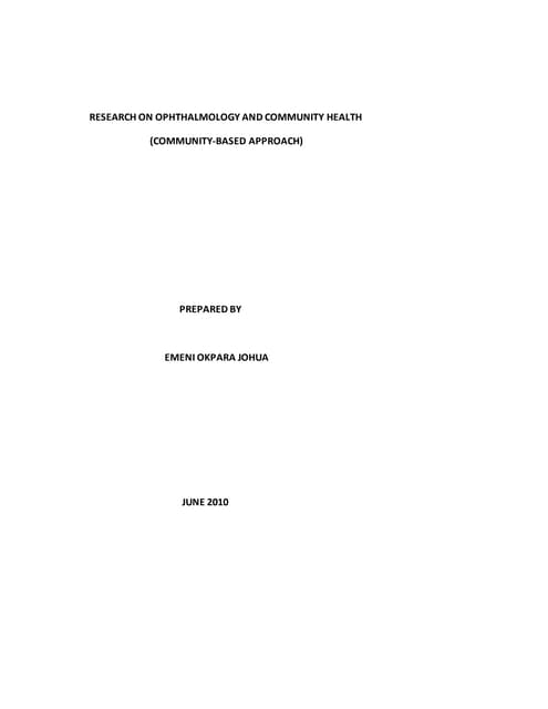 COMMUNITY EYE CARE, Community optometry. | PDF | Eye and Vision ...