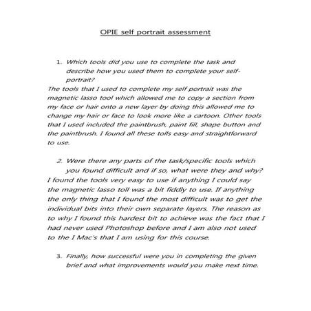 Opie self portrait assessment | PDF