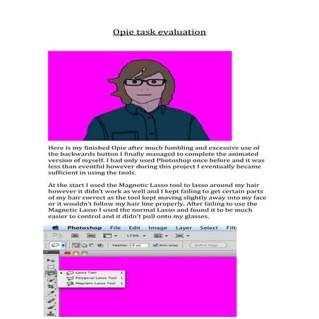Opie task evaluation | DOCX | Photo Editing Software | Computer Software and Applications