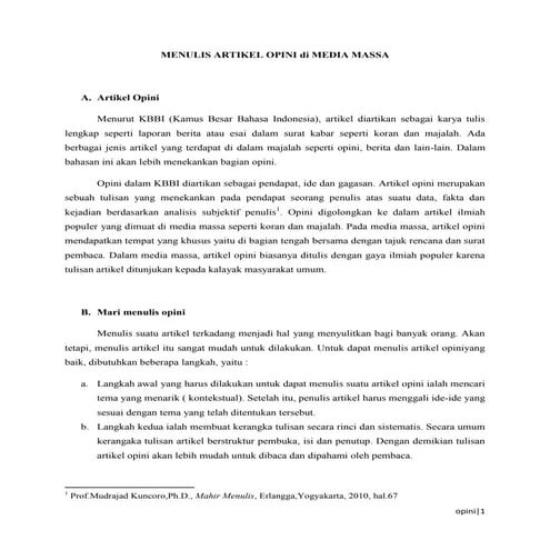 Menulis Opini yang Mudah | DOCX