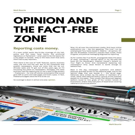 Mark Bourrie - Opinion and the Fact-Free Zone | PDF