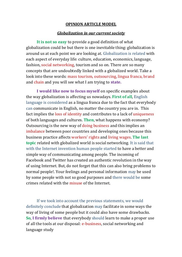 Opinion article model