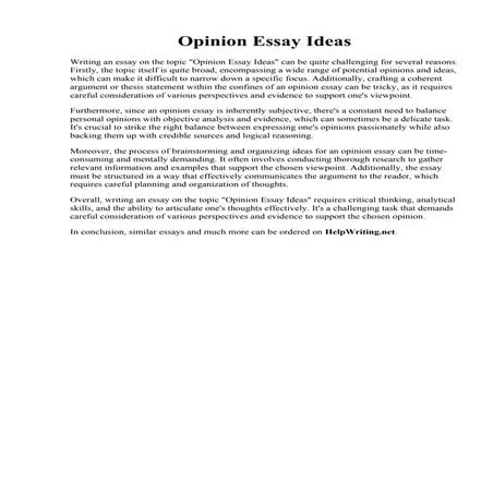 Opinion Essay Ideas | PDF