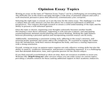 Opinion Essay Topics. Lesson Plan On Opinion Writing | PDF