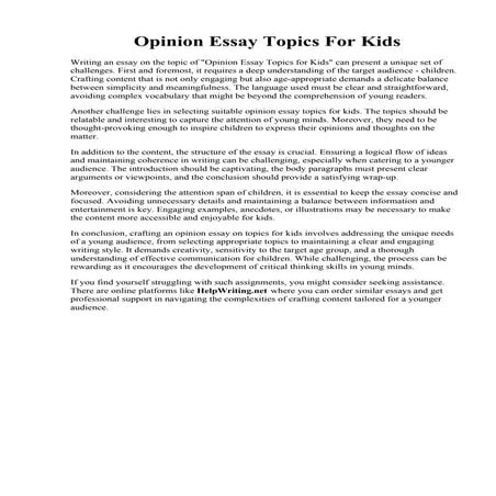 Opinion Essay Topics For Kids.pdf