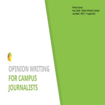 OPINION WRITING: Editorial and Column Writing | PPTX