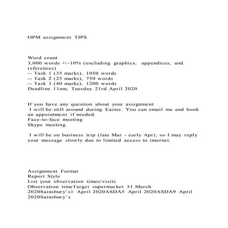 OPM assignment TIPSWord count3,000 words +-10 (exclu | PDF