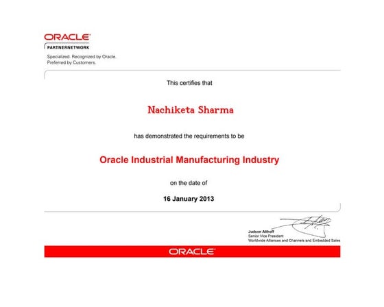 Oracle Hi Tech Industry Specialist Certificate | PDF