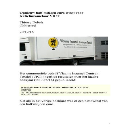 Opnieuw half miljoen euro winst voor textielinzamelaar VICT | DOC
