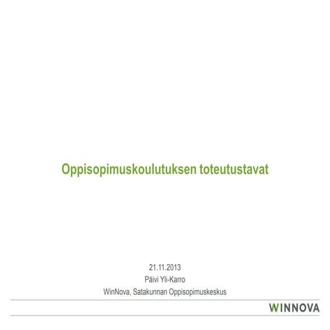 Suunta eteenpäin - WinNovan yleisesittely 2025 | PDF