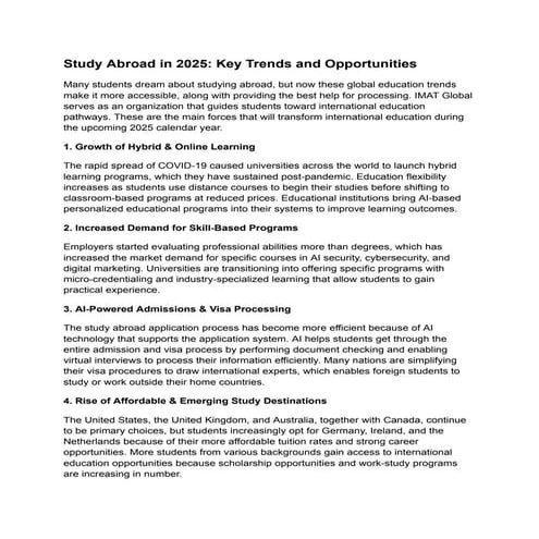 Study Abroad in 2025: Key Trends and Opportunities | PDF