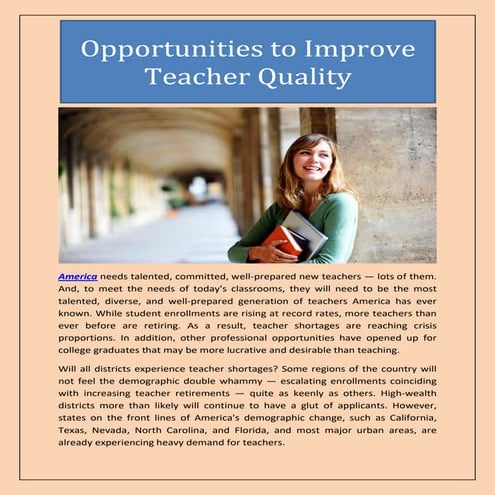 Opportunities to Improve Teacher Quality | PDF