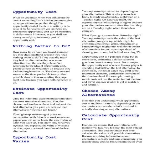 Opportunity Cost Reading Packet | DOCX