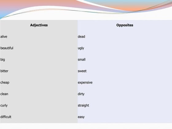 Opposite adjectives | PDF