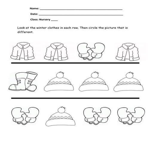 same/different winter worksheets | PDF