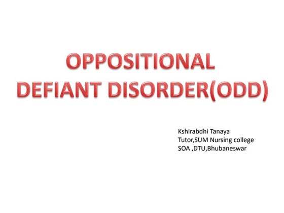 Students with Oppositional Defiant Disorder | PPT