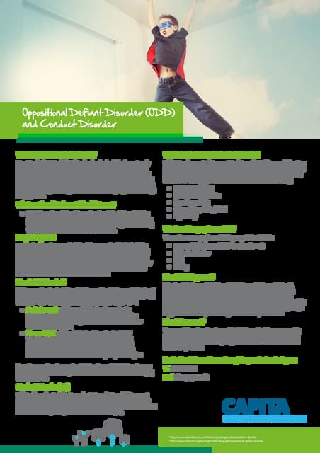 Behavioral Disorder : Oppositional Defiant Disorder | PDF