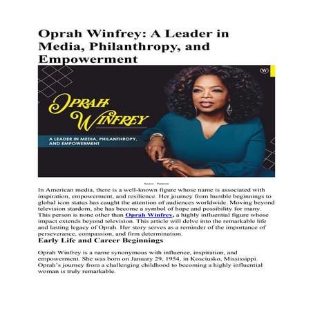 Oprah Winfrey: A Leader in Media, Philanthropy, and Empowerment | CIO ...
