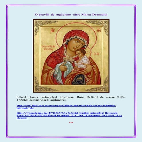 O pravilă de rugăciune către Maica Domnului | DOCX