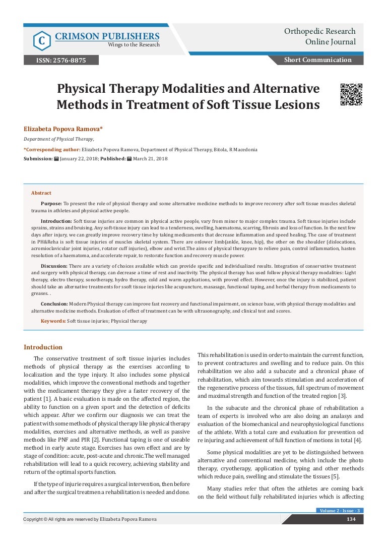 Physical Therapy Modalities and Alternative Methods in Treatment of S…