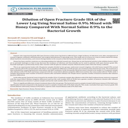 Dilution of Open Fracture Grade IIIA of the Lower Leg Using Normal ...