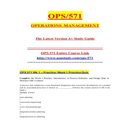 Ops 571 ops571 ops 571 forecasting and strategic planning -uopstudy.com