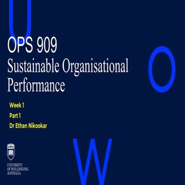 OPS909 Sustainable Organisational Performance | PDF