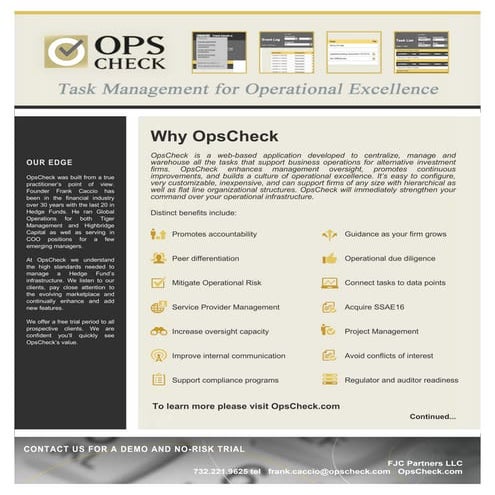 OpsCheck Task Management for Operational Excellence | PDF