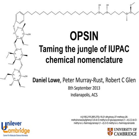 OPSIN: Taming the jungle of IUPAC chemical nomenclature | PDF