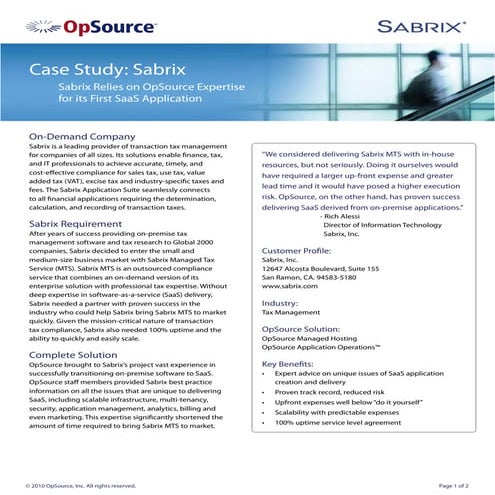 OpSource Sabrix Case Study