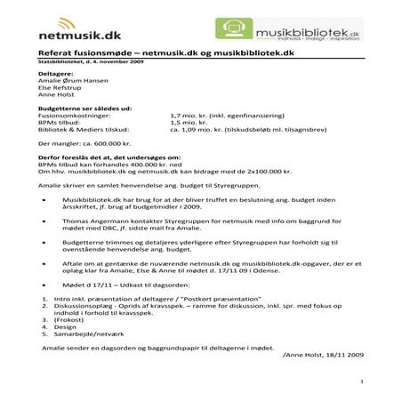 Opsummering Fra MøDe04112009 | PDF