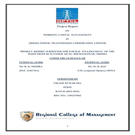 Optcl (working capital management) | DOCX