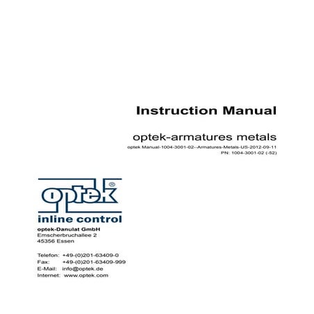 Optek manual--1004-3001-02--armatures-metals-us-2012-09-11 | PDF