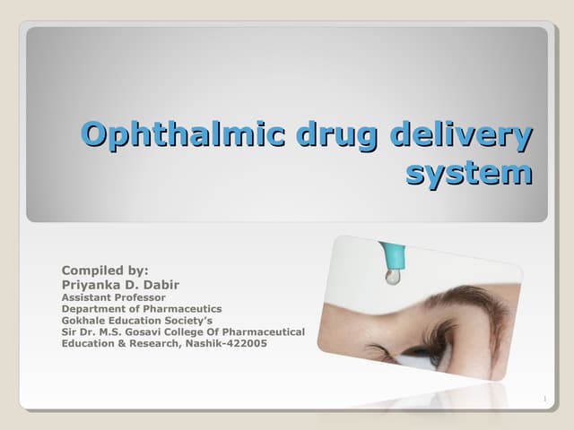 Occular drug delivery system ppt | PPTX