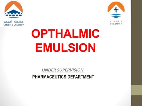 ophthalmic dosage forms (eye drops and ointments) | PPT