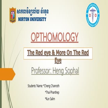 Opthalmology, the red eyes & more on the red eyes | PPT