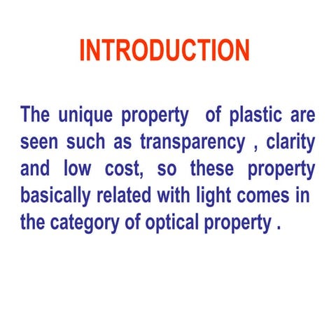 optical property of plastics used for transparent applications | PPT