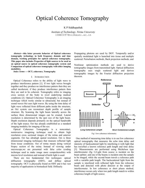 Principles of optical coherence tomography | PPTX