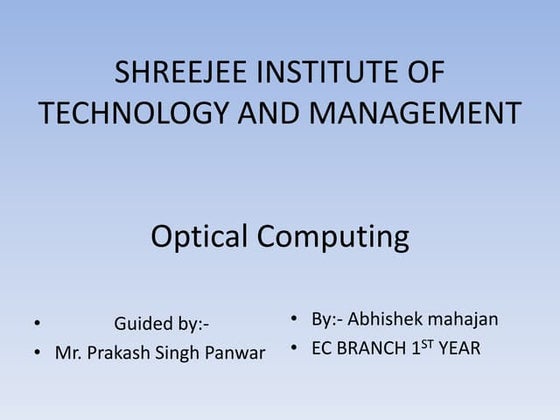 Optical computing technology | Computer Science.pptx