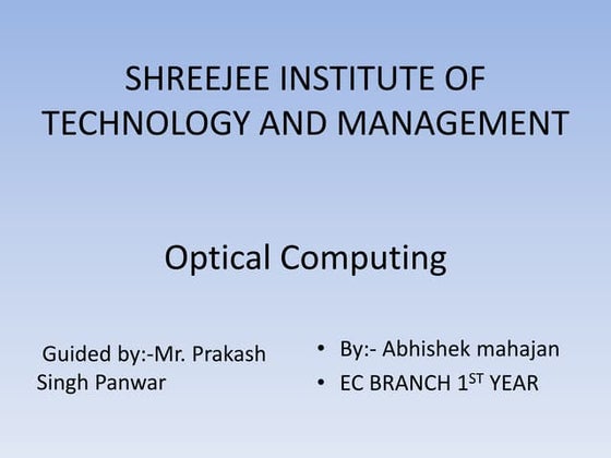 Optical computing technology | Computer Science.pptx