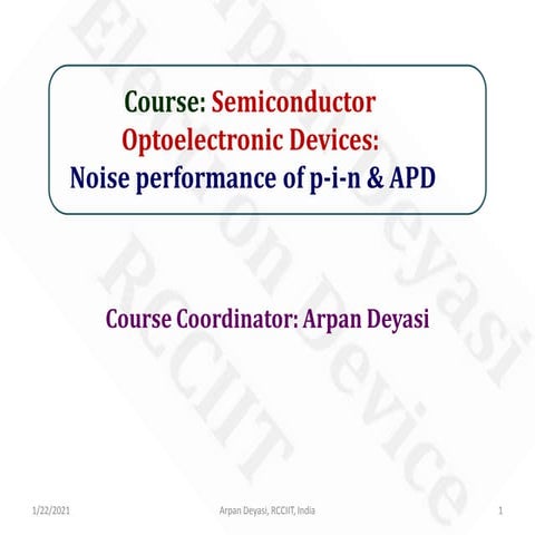 Noise performance of p-i-n and APD | PDF