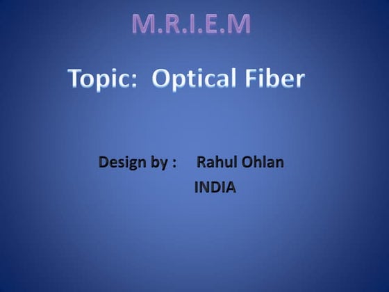 Ppt on optical fiber | PPTX | Computer Networking | Computing