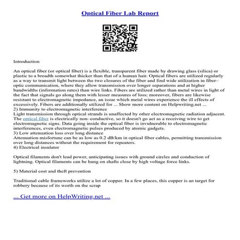 Optical Fiber Lab Report | PDF