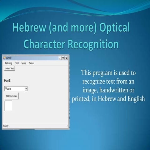 Optical hebrew character recognition | PPTX