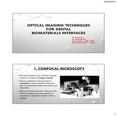 Optical imaging technique for dental biomaterials interfaces copy | PDF
