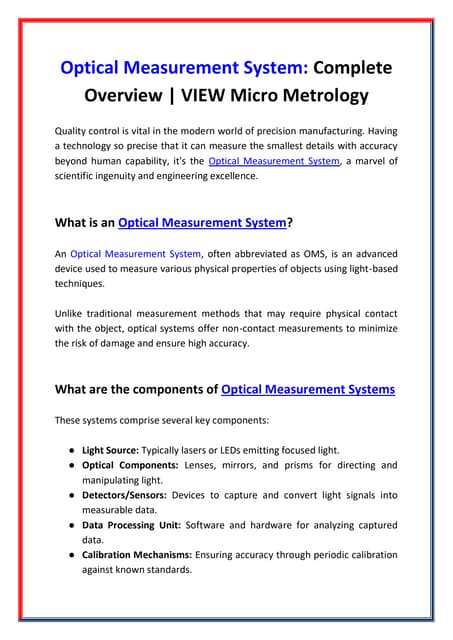What is Metrology Importance, Types, Tools, and Applications | PDF