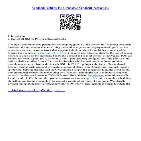 Optical Ofdm For Passive Optical Network Pdf