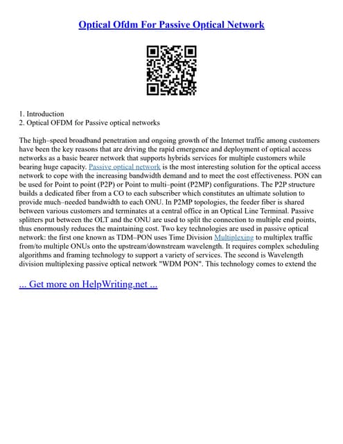 Optical Ofdm For Passive Optical Network Pdf